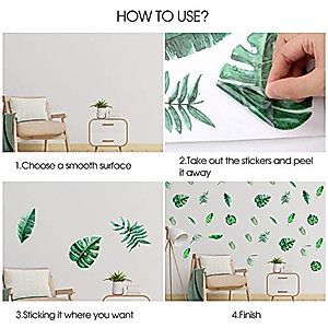 Dorakitten Leaf Wall Decals, Dorakitten Sunflower Wall Stickers DIY Tropical Palm Leaf Wall Art Decal Waterproof Leaf Stickers for Kitchen Bathroom Living Room
