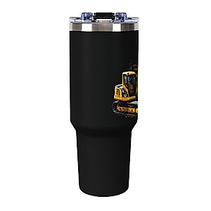 Construction Excavator 40 Oz Car Cup Stainless Steel Travel Mug Leak-Proof Insulated Tumbler with Handle Deep Blue-style