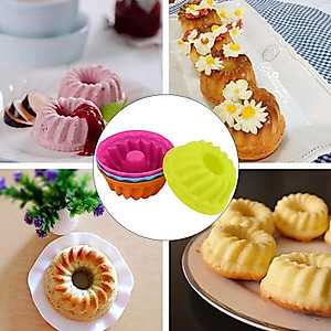 Hapivida Silicone Cupcake Molds, 12Pcs Mini Fluted Round Silicone Baking Mold Silicone Donut Pans, Non-stick Reusable Mini Pumpkin Silicone Cupcake Baking Cups