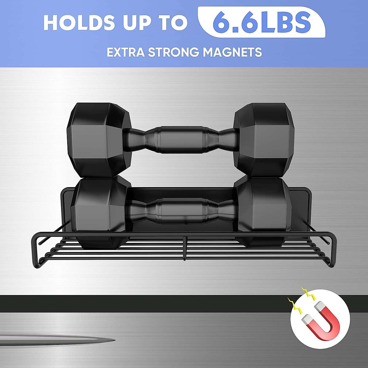 Mirfane 4 Pack Magnetic Spice Rack - Movable Magnetic Spice Rack for Refridgerator, Magnetic Shelf for Spice Storage, Space Saver for Refrigerator and Microwave Oven, Metal Black