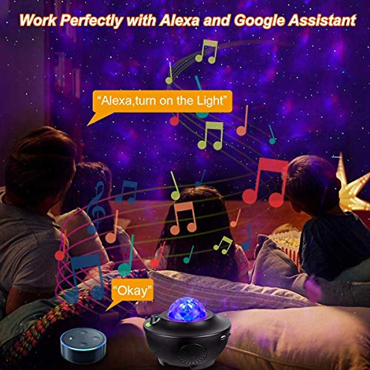LUXONIC Galaxy Projector Compatible with Alexa, Star Projector with Remote&App Control,Starry Night Light Projector Built-in Bluetooth Speaker for Kids Gift,Bedroom Decoration