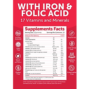 Prenatal Vitamins with Iron & Folic Acid - Proprietary Formula Pregnancy Multivitamin Gummies for Women, 60 Count