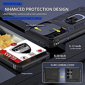 IYTRRYH for Samsung Galaxy S23 Ultra Case Compatible with Magnetic Wireless Charging with Screen Protectors, S26 Ultra Case Built-in Kickstand Ring Military Grade Drop Protection Shockproof Pink