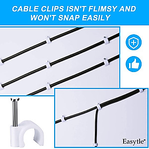 Cable Wire Clips 4mm 6mm 8mm 10mm (Pack of 200) Cable Management RG6 RG59 CAT5 CAT6 RJ45 Electrical Ethernet Dish TV Speaker Wire Cord Tie Holder Single Coaxial Nail Clamps