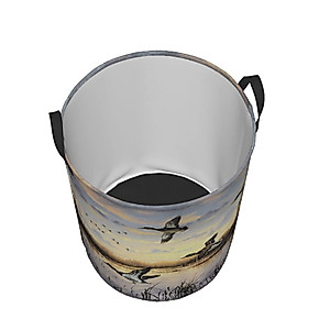 Laundry Basket Mallard Duck Painting Collapsible Laundry Hamper Lightweight Storage Bin for Bedroom Bathroom Toys Organizer Nursery Medium