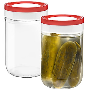 Tribello 22oz Mason Jar Wide Mouth, Canning Jars Perfect To Keep Fresh All Your Homemade Smoothies, Fruit Drinks And Yogurt pack of 2