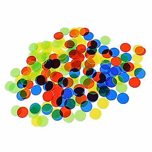 Toyvian Transparent Colorful Clear Bingo Counting Chip Plastic Markers, Plastic Bingo Chips, Transparent Color Mixture Counting Chips, for Carnival Bingo Games, Bingo Hall 200 Pieces (Random Color)