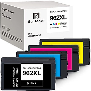 BUNTONER 962XL Ink Cartridges Combo Pack Remanufacturered for HP 962XL 962 XL Ink for OfficeJet Pro 9010 9015 9018 9025 9020 9012 9026 9027 9028 9029 Printer (Black Cyan Magenta Yellow, 4P)
