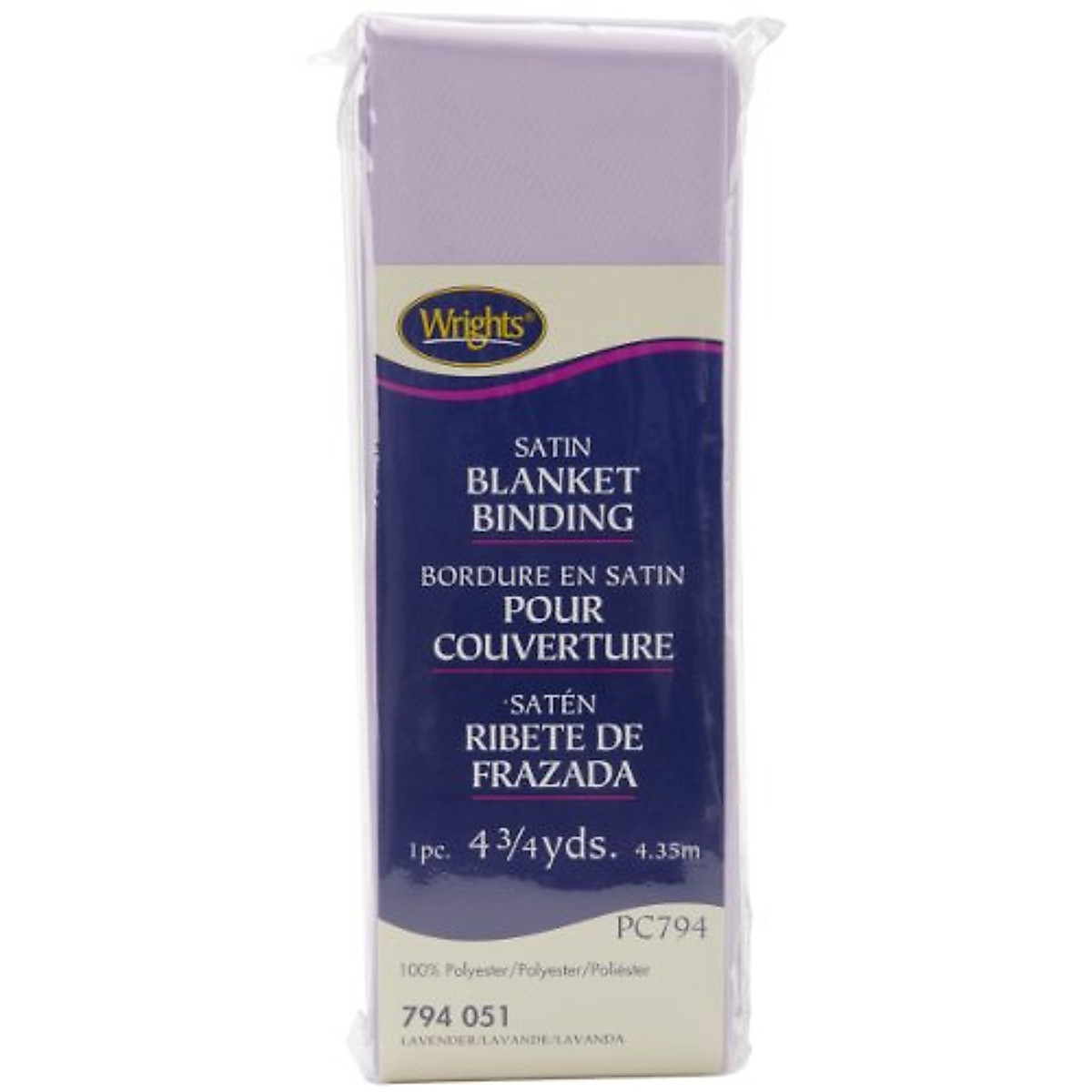 Wrights Single Fold Satin Blanket Binding 2" X4-3/4yd, Lavender
