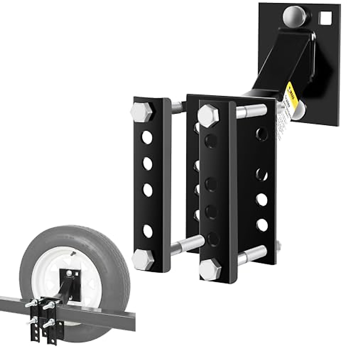 MaxxHaul 50214 Spare Tire Carrier Mount for Utility Boat Trailer Bracket Holds 4 Lugs (4 on 4" Bolt Pattern) and 5 Lugs (5 on 4-1/2" Bolt Pattern) Trailer Wheels