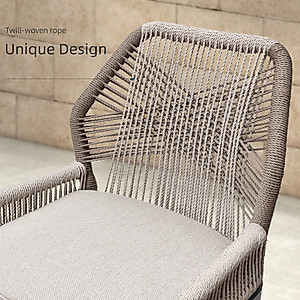 PURPLE LEAF Bar Stools Set of 2 Outdoor Bar Height Metal Stools Modern Wicker Rattan Barstools with Back Aluminum Outside Garden Patio Bar Chairs