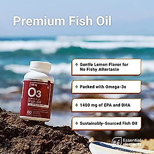 Essential Elements Omega-3 Fish Oil Supplement with EPA & DHA | Fatty Acids for Immune, Heart & Cognitive Support | 60 Softgels