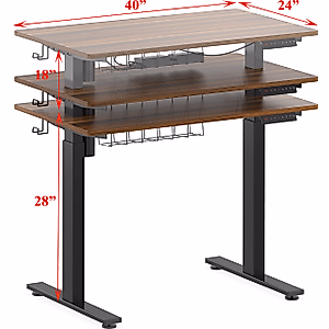 SHW Electric Height Adjustable Standing Desk, 40 x 24 Inches, Walnut