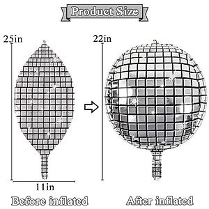 6 Pack Disco Ball Balloons for 70s Disco Party 22 Inch Large 4D Round Metallic Silver Disco Mylar Foil Balloons for Disco Theme Birthday New Year Party Decorations