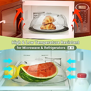 MAGJIUKE Microwave Splatter Cover for Food, Clear Microwave Lid with Water Steamer, Integrated Handle, Splatter Guard, 10” Plate Covers & 12" Mat, BPA-Free, Essential Kitchen Gadgets and Accessories