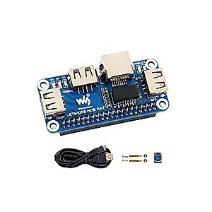 Ethernet/USB HUB HAT Expansion Board for Raspberry Pi 4 B/3 B+/3 B/2 B/Zero/Zero W /2 W/Zero WH/2WH, with 1 RJ45 10/100M Ethernet Port, 3 USB Ports Compatible with USB2.0/1.1