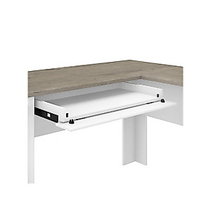 Bush FV003G2W 60-Inch L-Shaped Desk w/Hutch, Lateral File Cabinet Shiplap Gray/Pure White