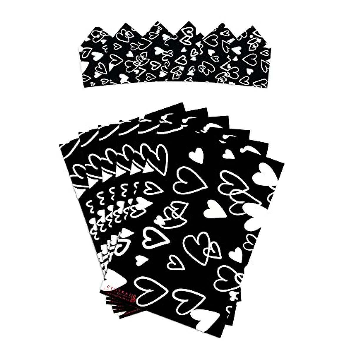CENTRAL 23 Black Wrapping Paper - For Birthday Anniversary Valentine - 6 Sheets Gift Wrap - Heart Wrapping Paper - For Men Women Him Her - Recyclable