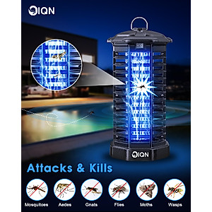 Bug Zapper Outdoor, Plug in Electric Mosquito Fly Zapper w/ 15W Light & 4200V Grid & on/Off Switch, Mosquito Traps & Killer for Indoor, Kitchen, Patio, Backyard and More (Black)