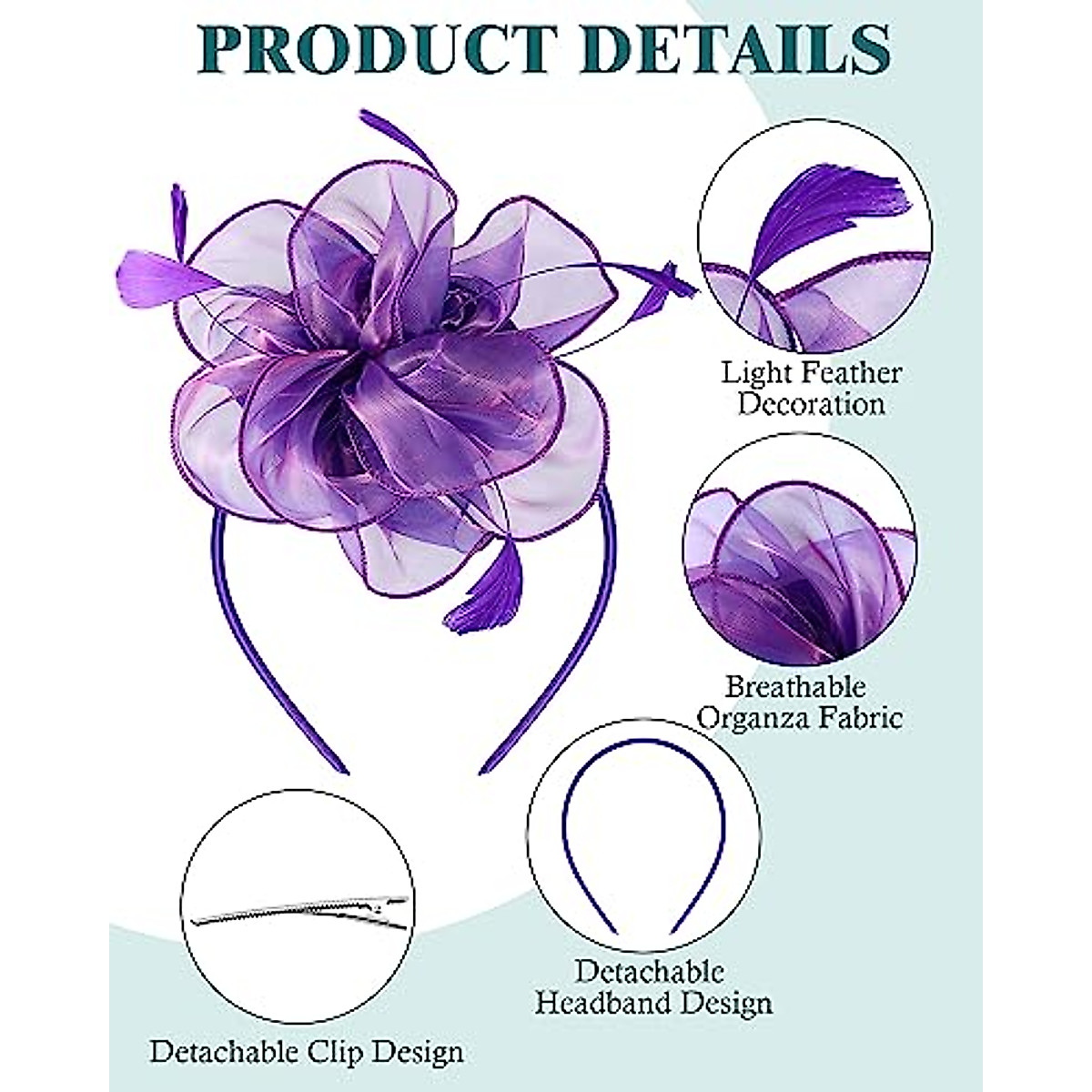 6 Pcs Fascinators Hat Tea Party Headwear Ribbons Feathers Women Hat Flower Mesh Headband Wedding Flower Hair Clip for Party Wedding Carnival