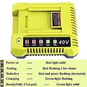 Elefly OP401 Replacement for Ryobi 40V Battery Charger OP404 ZROP401, Compatible with Ryobi 40V Lithium Battery OP40601 OP4050A OP4040 OP4026A OP40201 OP40261 OP4030 OP40301 OP40401 OP40501