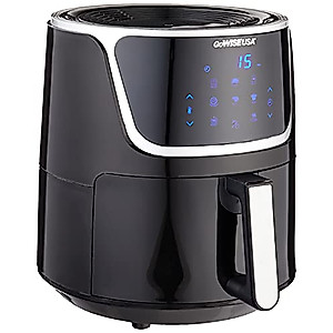 GoWISE USA GW22956 7-Quart Electric Air Fryer with Dehydrator & 3 Stackable Racks, Led Digital Touchscreen with 8 Functions + Recipes, 7.0-Qt, Black/Silver