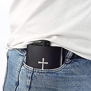 HOLY WATER, JXS 8oz 18/8#304 Stainless Steel Black Hip Flask for Liquor, Leakproof with Funnel Gift Package