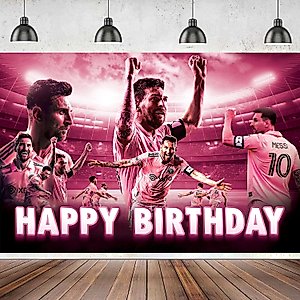 5x3FT Pink Soccer Star Happy Birthday Banner, Soccer Star Birthday Decorations, Soccer Star Party Decorations, Soccer Star Party Supplies Photography Decorations