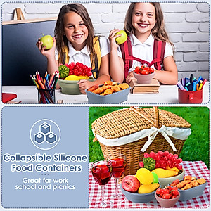 Nuanchu 8 Pcs Collapsible Food Storage Containers Silicone Airtight Collapsible Bowls with Lids Rectangular and Round Stackable Microwave Lunch Containers, Freezer, Dishwasher Safe (Blue, Pink, Green)