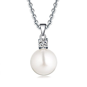 JO WISDOM 925 Sterling Silver Freshwater Cultured Pearl Pendant Necklace Jewelry for Women