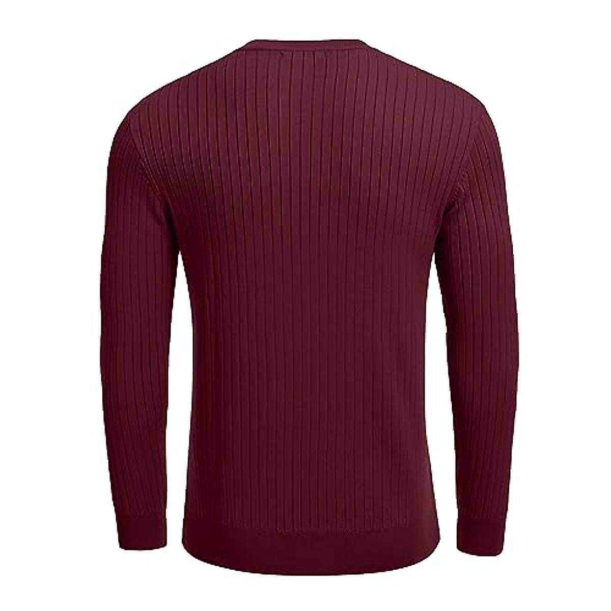 COOFANDY Men's Henley Sweaters Lightweight Casual Knit Sweaters Ribbed Crewneck Pullover Long Sleeve Tops Wine Red