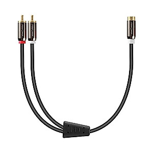 FosPower Y Adapter (8 inch) 2 RCA (Male) to 1 RCA (Female) Stereo Audio Y Adapter Subwoofer Cable (24k Gold Plated) 2 Male to 1 Female Y Splitter Connectors Extension Cord