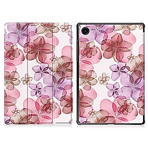 Ratesell Case Cover for Samsung Galaxy Tab A8 10.5-Inch 2022 (SM-X200/X205/X207), Shockproof Ultra Thin Lightweight Tri-Fold Stand Cover with Auto Wake/Sleep Flower