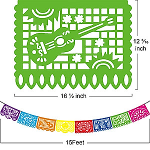 Asoulin 6 PCS 90 Ft Fiesta Party Decorations Mexican Party Banners, Cinco De Mayo Mexico Decor Easter Banner, Plastic Papel Picado, Dia De Los Muertos, Day of The Dead Decor, 12 Patterns/90 Feet Total