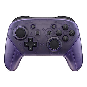 eXtremeRate Clear Atomic Purple Octagonal Gated Sticks Faceplate Backplate Handles, DIY Replacement Grip Housing Shell Cover for Nintendo Switch Pro Controller- Controller NOT Included