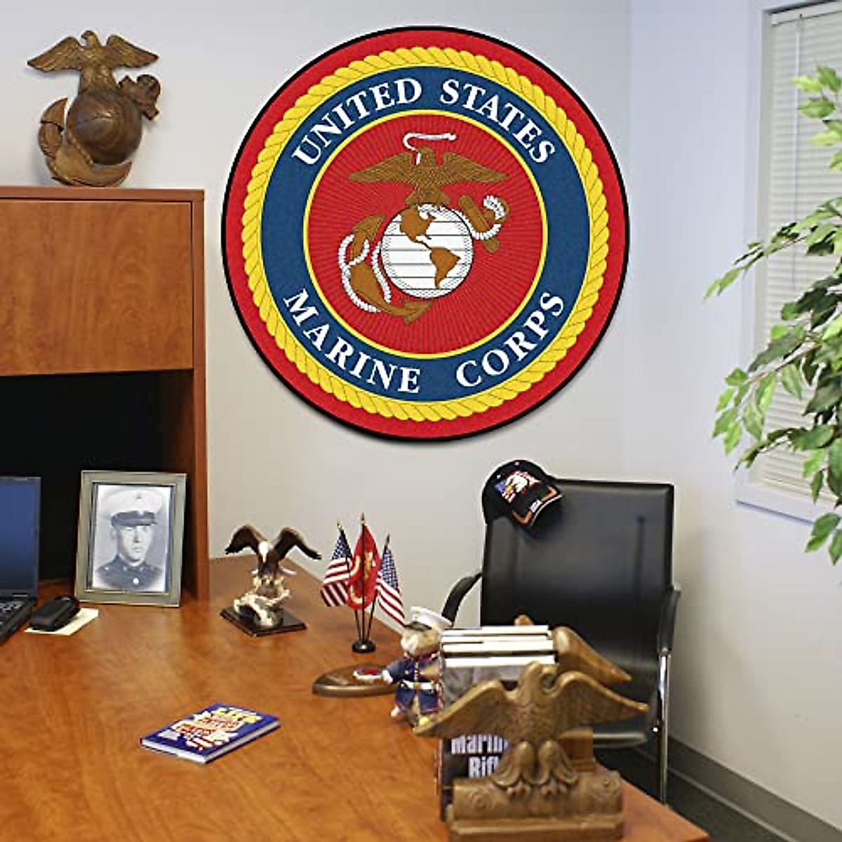 FANMATS 6683 U.S. Marines 44in. Round Rug - Home Decor