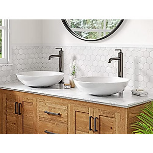 KRAUS Novis Single Handle Vessel Sink Bathroom Faucet with Pop-Up Drain in Matte Black, KVF-1220MB