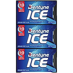 Dentyne Ice Peppermint Sugar Free Gum, 9 Packs of 16 Pieces (144 Total Pieces)