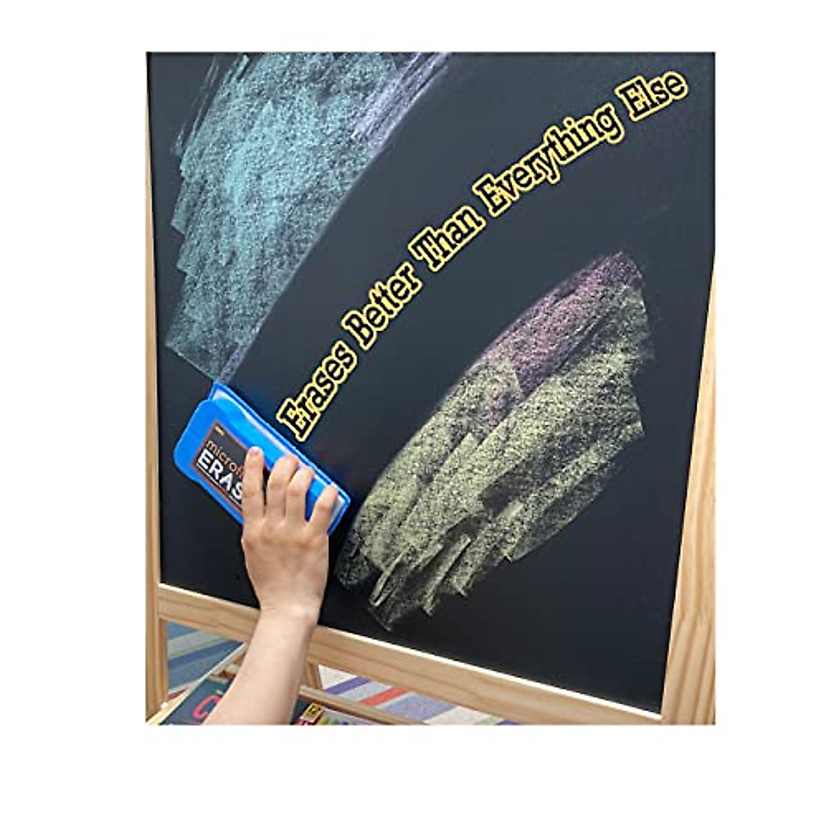 Huntz Dustless Chalk With Microfiber Eraser (Washable & Reusable) (12 White Chalks 12 Colored Chalks With Eraser)