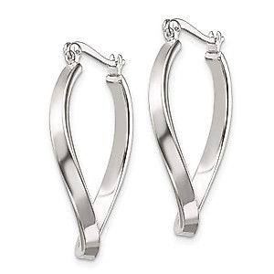 The Black Bow Twisted Oval Hoop Earrings in Sterling Silver - 33mm (1 1/4 Inch)