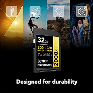 Lexar 32GB Professional 2000x SDHC Memory Card, UHS-II, C10, U3, V90, Full-HD & 8K Video, Up to 300MB/s Read, for DSLR, Cinema-Quality Video Cameras (LSD2000032G-BNNNU)