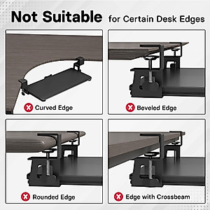 BONTEC Keyboard Tray Under Desk, Pull Out Keyboard & Mouse Tray with C Clamp, 25.6“(30” Including Clamps) x 11.8“ Steady Slide-Out Computer Drawer for Typing, Perfect for Home or Office