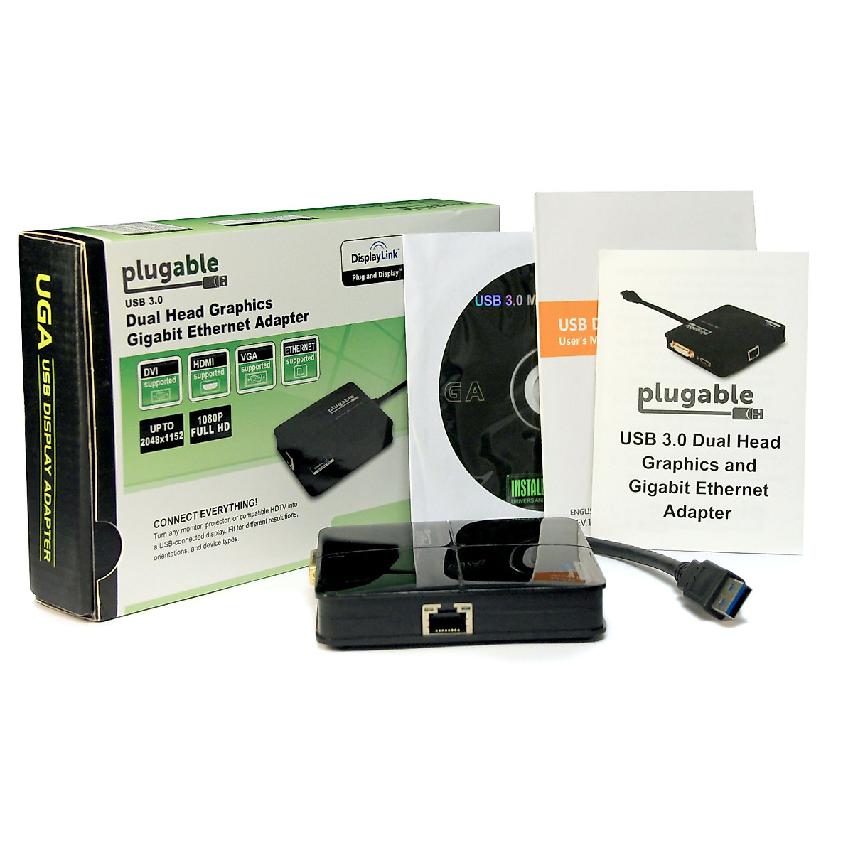 Plugable USB 3.0 Universal Mini Laptop Docking Station for Windows and Mac (Dual Video HDMI and DVI/VGA, Gigabit Ethernet)