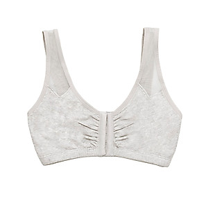 Fruit of the Loom Women's Comfort Front Close Sport Bra with Mesh Straps, Heather Grey, 40