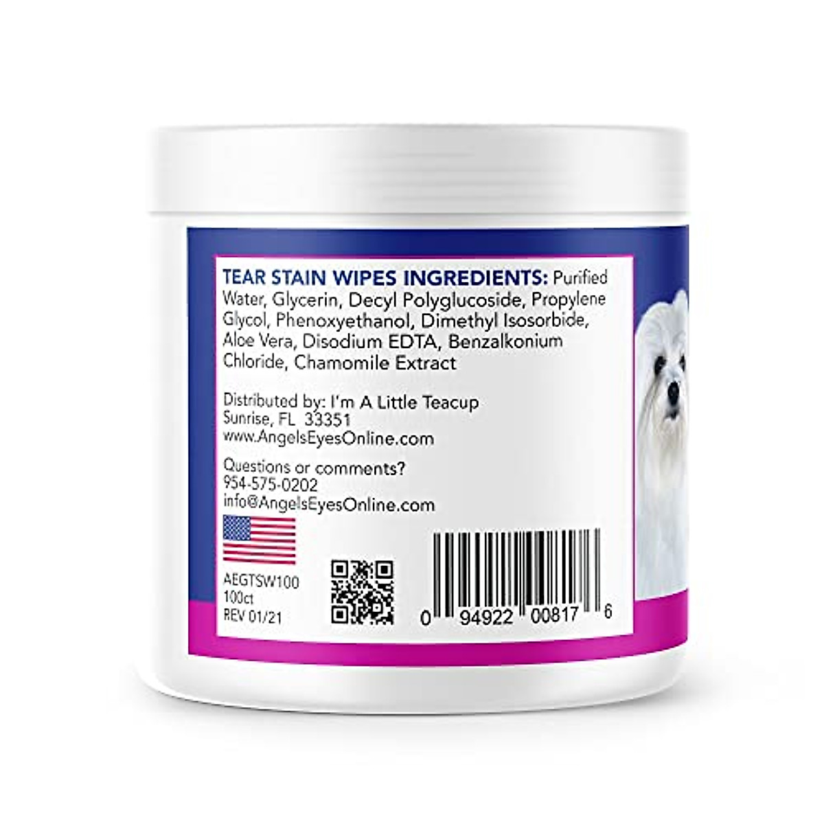 Angels’ Eyes Gentle Tear Stain Wipes for Dogs and Cats | 100 ct Presoaked & Textured Eye & Face Wipes | Remove Discharge & Mucus Secretions