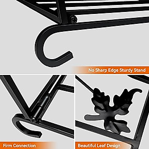 Indoor Firewood Rack,Wrought Iron Medium Wood Rack,Foldable Fire Wood Holder Outdoor,Storage Carrier of Fire Log,Fireplace log Holder for Living Room Decorative,Black