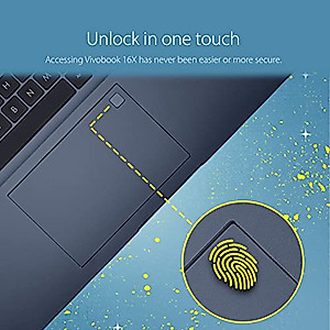 ASUS VivoBook 16X Laptop, 16" 4K OLED Display, Intel Core  i7-12700H CPU, Intel Iris Xe Graphics, 16GB RAM, 512GB SSD, Fingerprint Sensor, Windows 11 Home, Quiet Blue, F1603ZA-DS74
