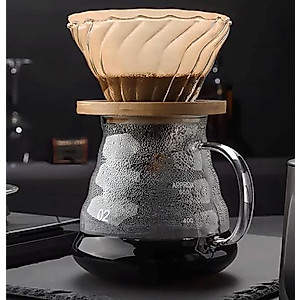 COFISUKI Pour Over Coffee Maker - 20 OZ /600ML Coffee Server with Glass Coffee Dripper, Stylish and Elegant 2 IN 1 Dripper Coffee Maker Kit Coffee Maker for Home or Office, 1-5 CUPS