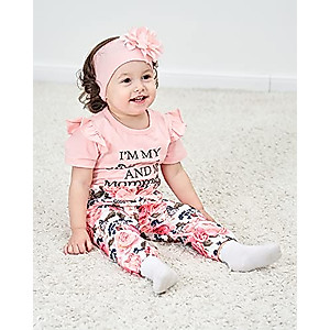 SUNNY PIGGY Infant Girl Clothes Short Ruffle Sleeve Romper Onesis 3 Month Baby Girls’ Clothing Floral Cotton Pant Sets 6 Month Girl Clothes Pink