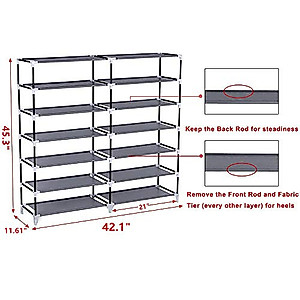 KepooMan Double Rows 12 Lattices Shoe Rack with Dustproof Cover Shoe Storage Organizer Cabinet Shoe Shelf Tower,Non-Woven Fabric Cover (Purple)